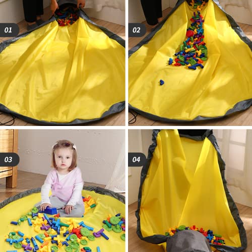 TYUI SlideAway Toy Storage Organizer & Play Mat·-Drawstring Playmat Play Mat-Building Bricks Toy Storage Organizer - Tidy with Ease-Toy Basket toy storage bags for Toy Bricks