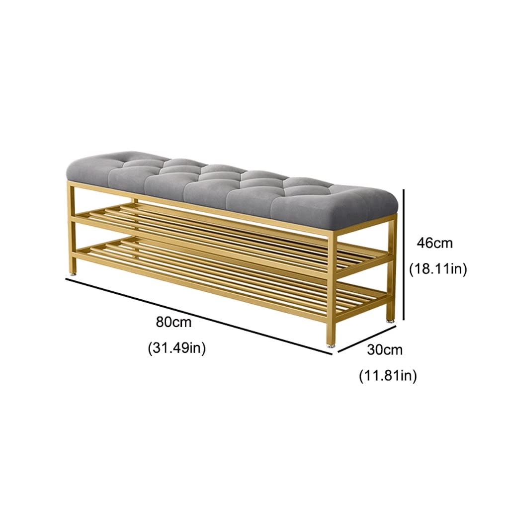 PONNYC Classic Nordic Creative Home Shoe Rack Bench Storage Shoe Stool Rack Metal Base Suitable for Living Room Entrance Corner Corridor