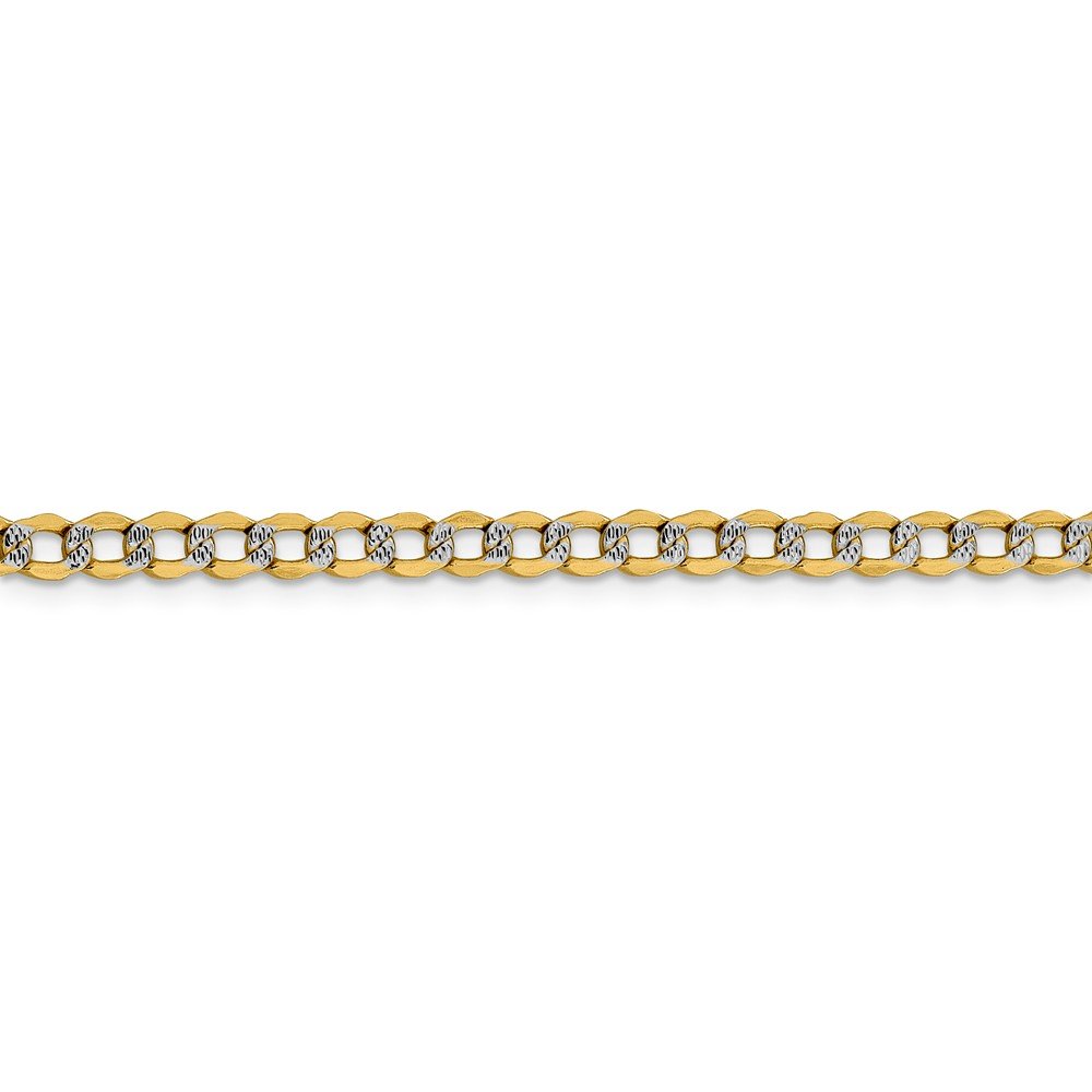 Sonia Jewels 14k White and Yellow Gold Two Toned 4.3mm Pave Curb Cuban Bracelet - with Secure Lobster Lock Clasp 8"