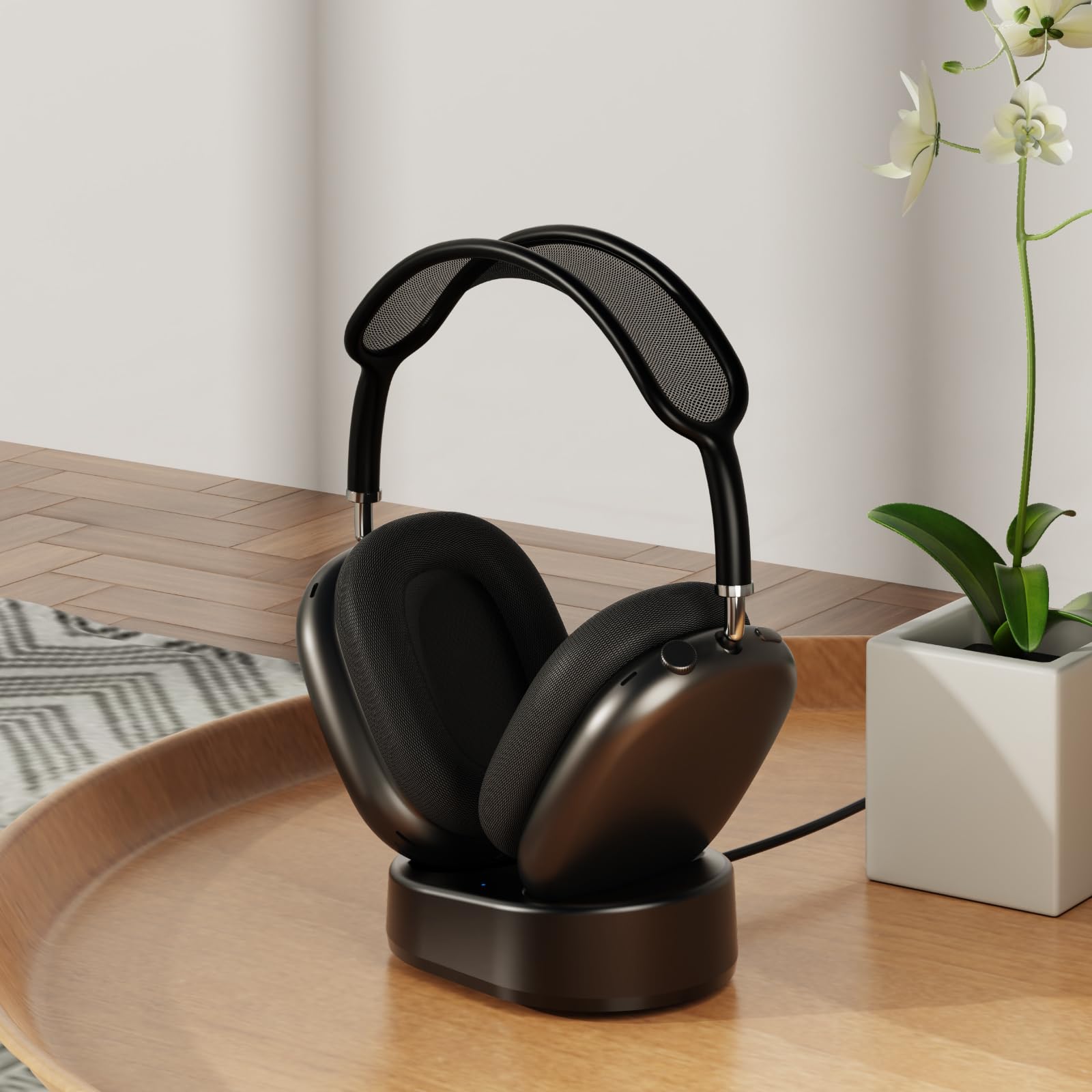 ROUNKIN Charging Stand for AirPods Max Headphone,Magnetic Stand,Protable Desktop Headset Holder, Gaming Headset Stand, Charging Base for Headphones,Designed for AirPods Max (Black)