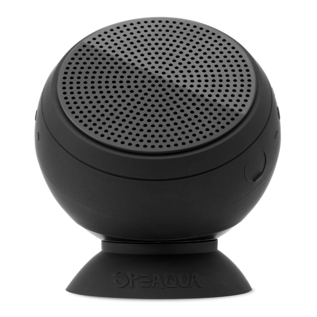 Speaqua – Bluetooth Speaker-Waterproof, Floatable, Portable Speaker Beach Accessory - Dual Portable Speakers Bluetooth Wireless Pairing - Removable Suction - Barnacle Vibe 3.0 (Manta Ray Black)