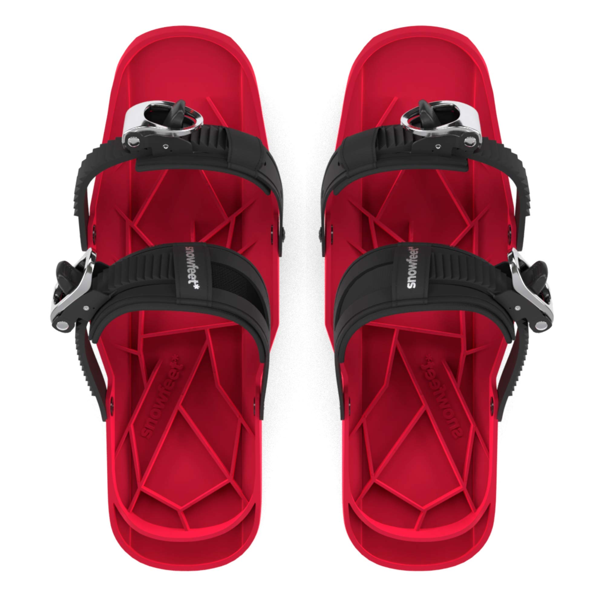 Snowfeet - Mini Short Ski Skates for Snow | Skis for Winter Shoes | Short Snowskates Snowblades Skiboards | The Real Original (RED)