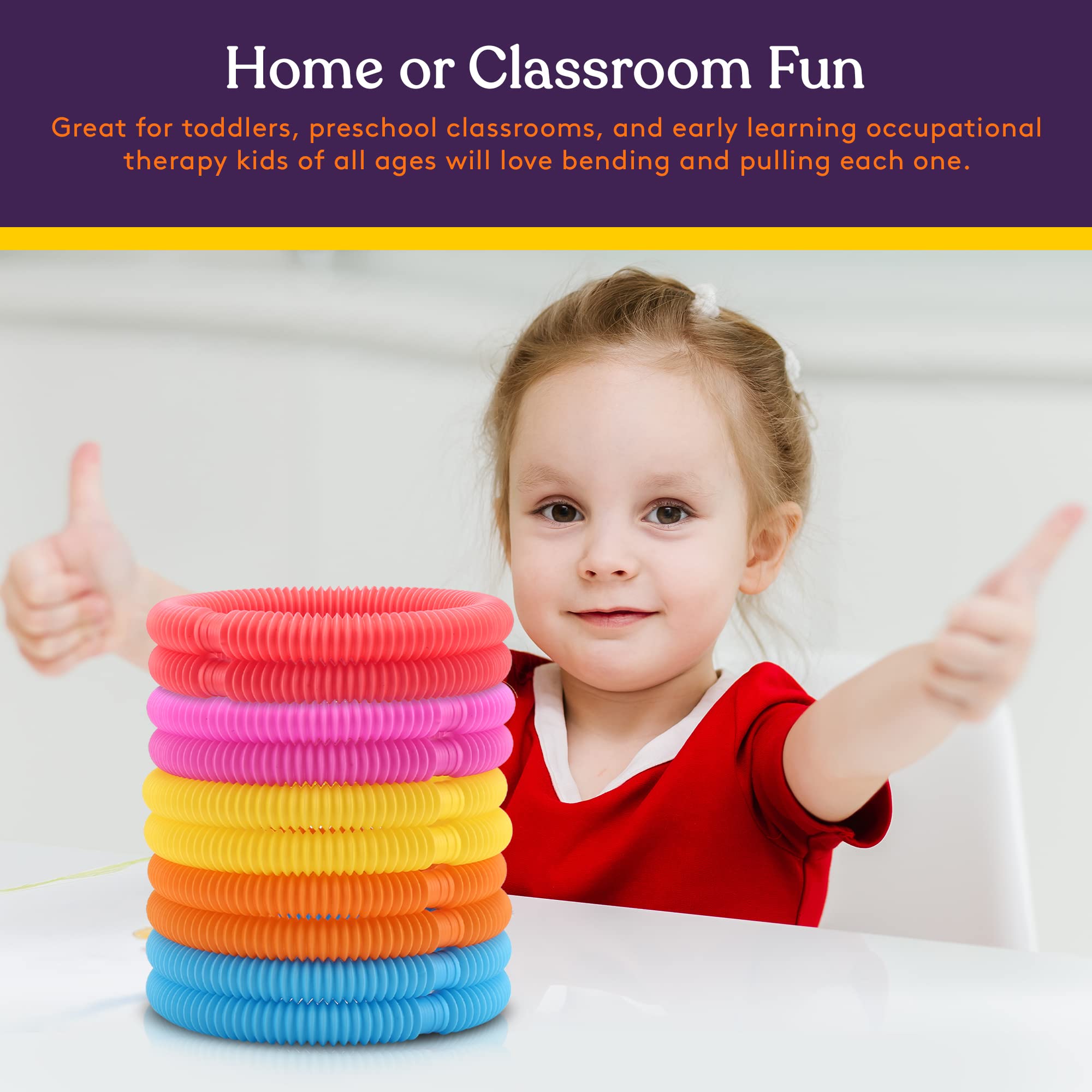 Special Supplies Fun Pull and Stretch Tubes for Kids - Pop, Bend, Build, and Connect Toy, Provide Tactile and Auditory Sensory Play, Colorful, Heavy-Duty Plastic (30)