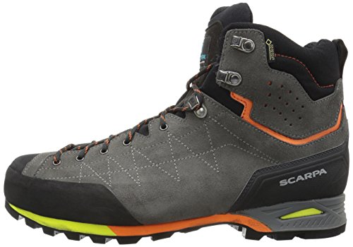 SCARPA Men's Zodiac Plus GTX Waterproof Gore-Tex Boots for Backpacking and Hiking - Shark/Orange - 8.5