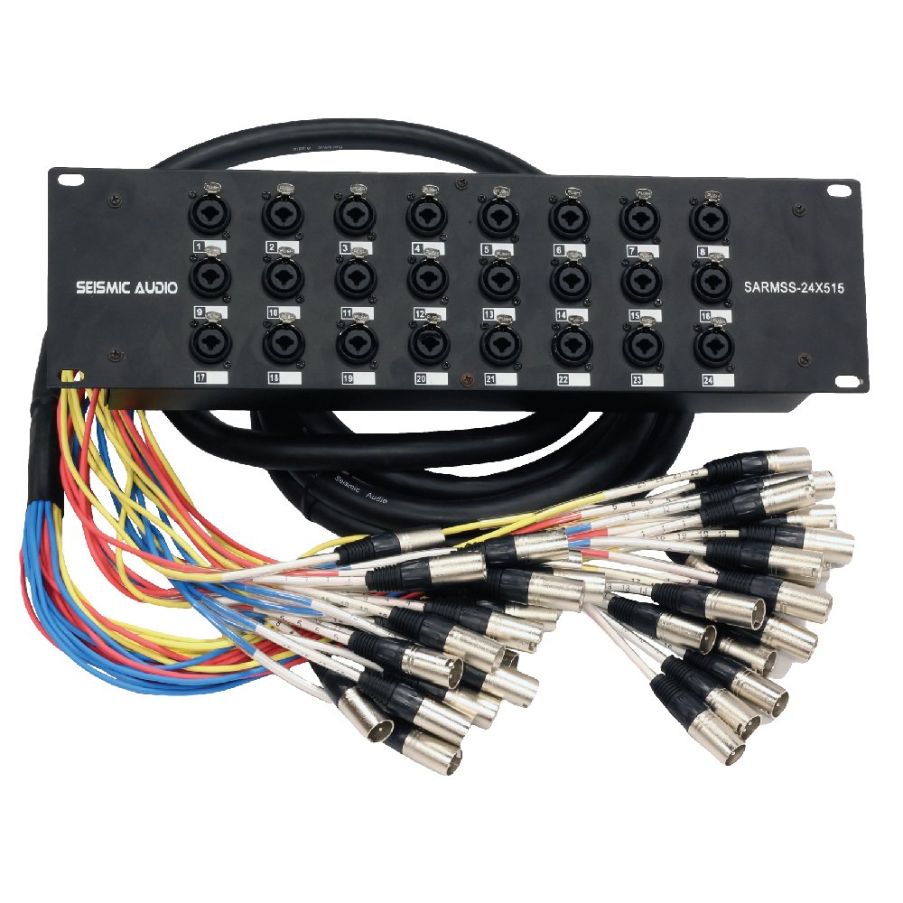 Seismic Audio Rack Mount 16 Channel TRS Combo Splitter Snake Cable-5' and 15' XLR Trunks (SARMSS-16x515)