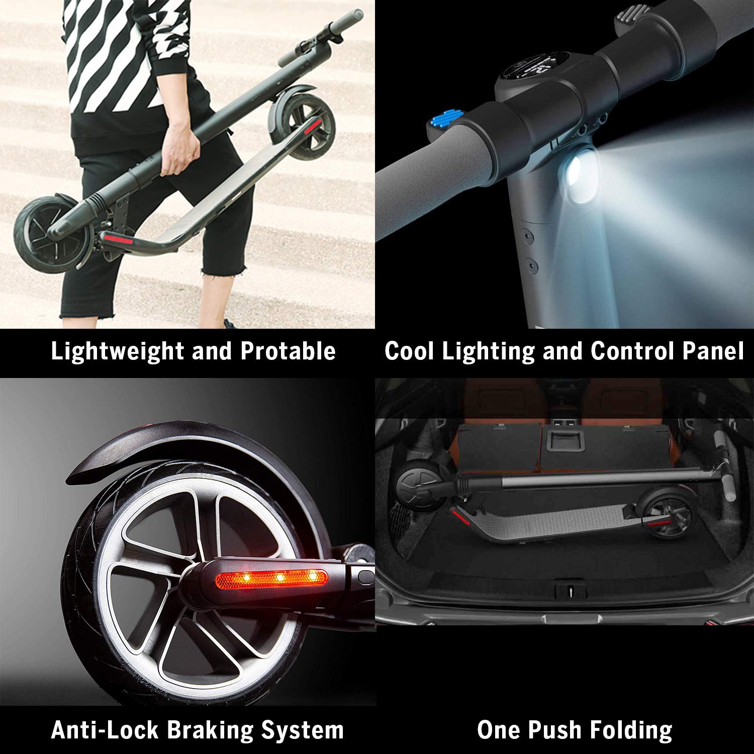 Segway Ninebot ES4 Electric KickScooter- 300W Motor, 28 Miles Range & 19MPH, 8" Solid Non-Pneumatic Tires, Dual Brakes, External Battery, Commuter Scooter for Adults & Teens, Large
