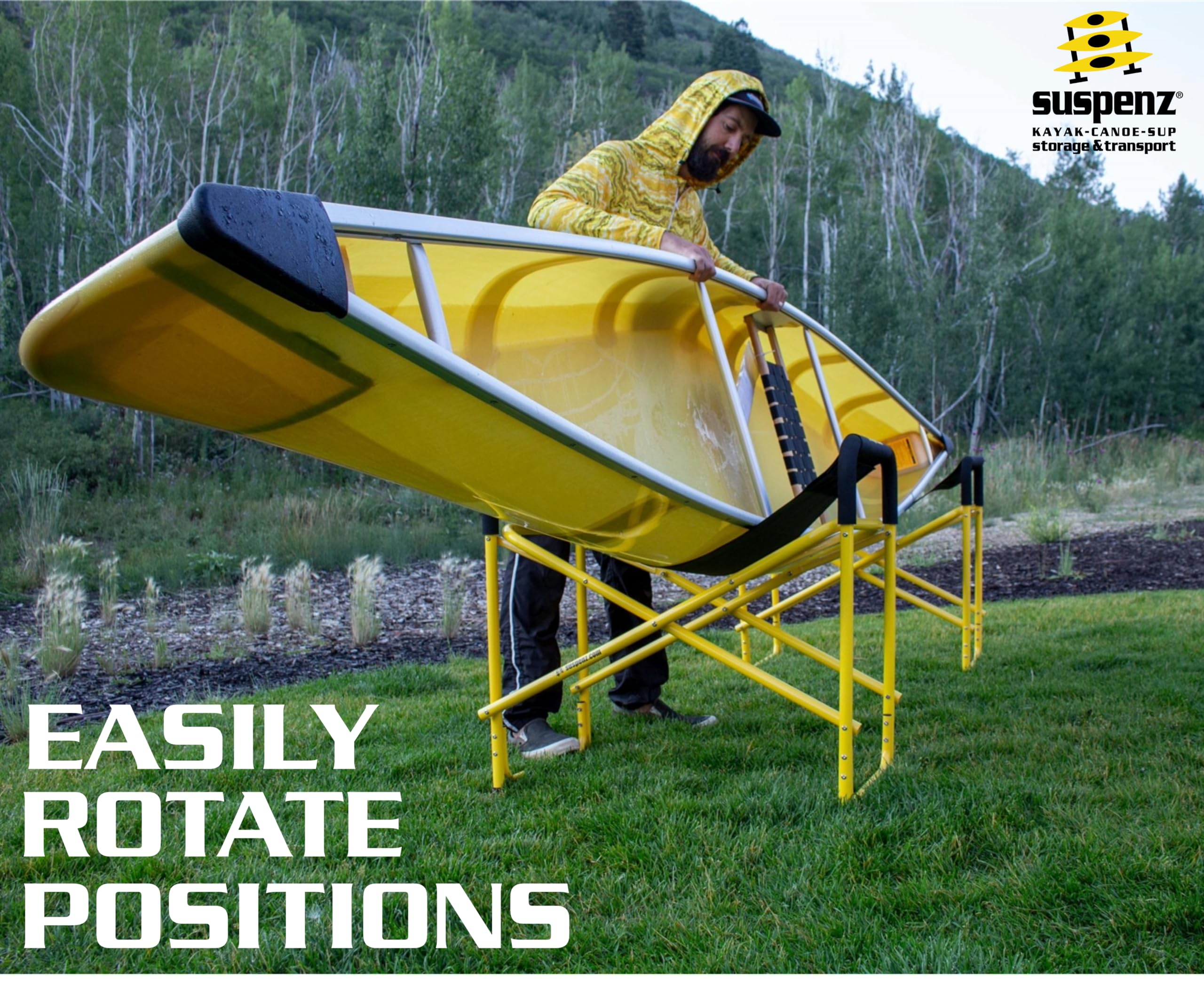 Suspenz Kayak Canoe Stands Foldable, Portable, Big Catch Super Duty Work Stations with Slings, Model (55-0130)
