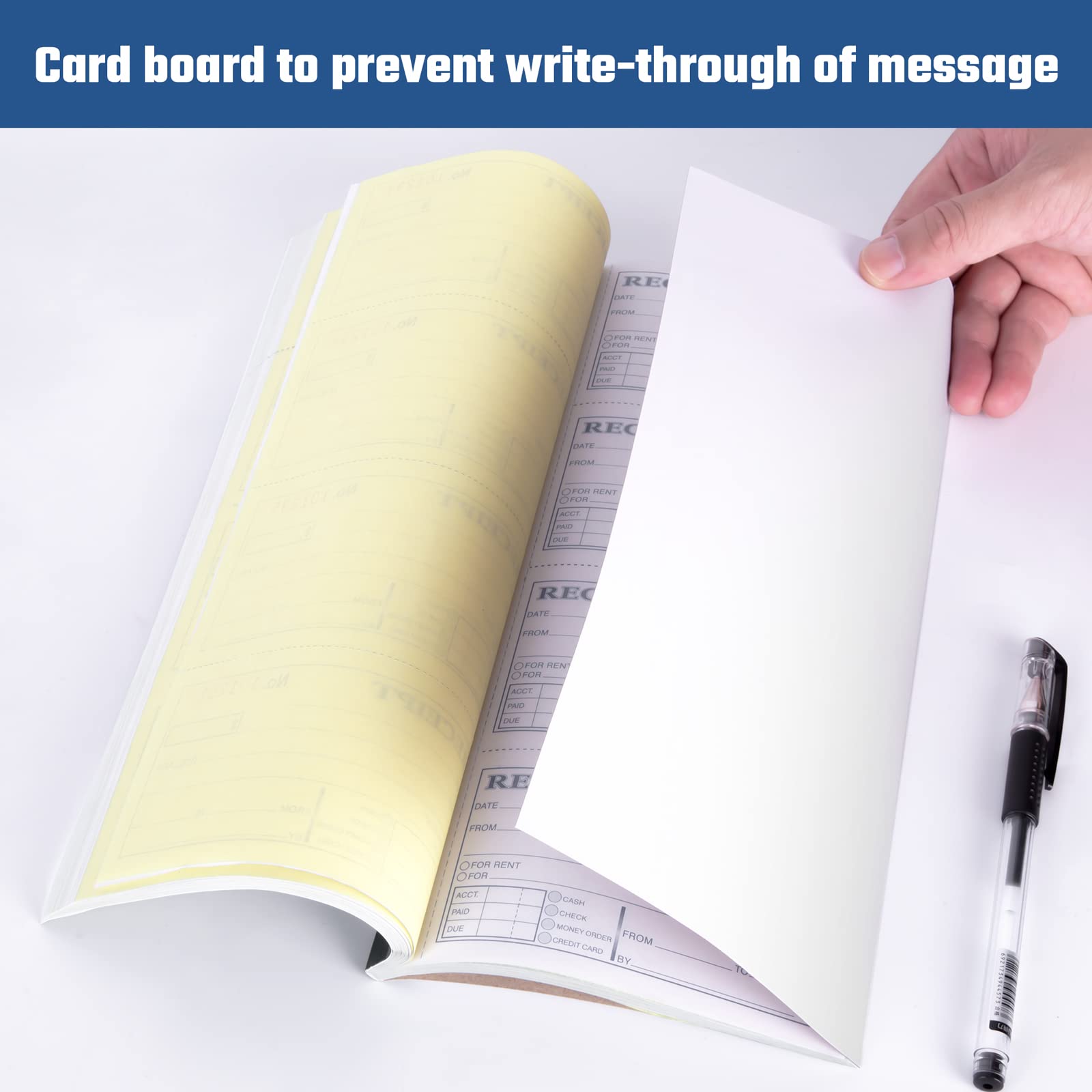 Receipt Book with Carbon Copies, Rent Receipt Book for Small Business, 2-Part Carbonless, 200 Sets per Book, 4 Receipts per Page