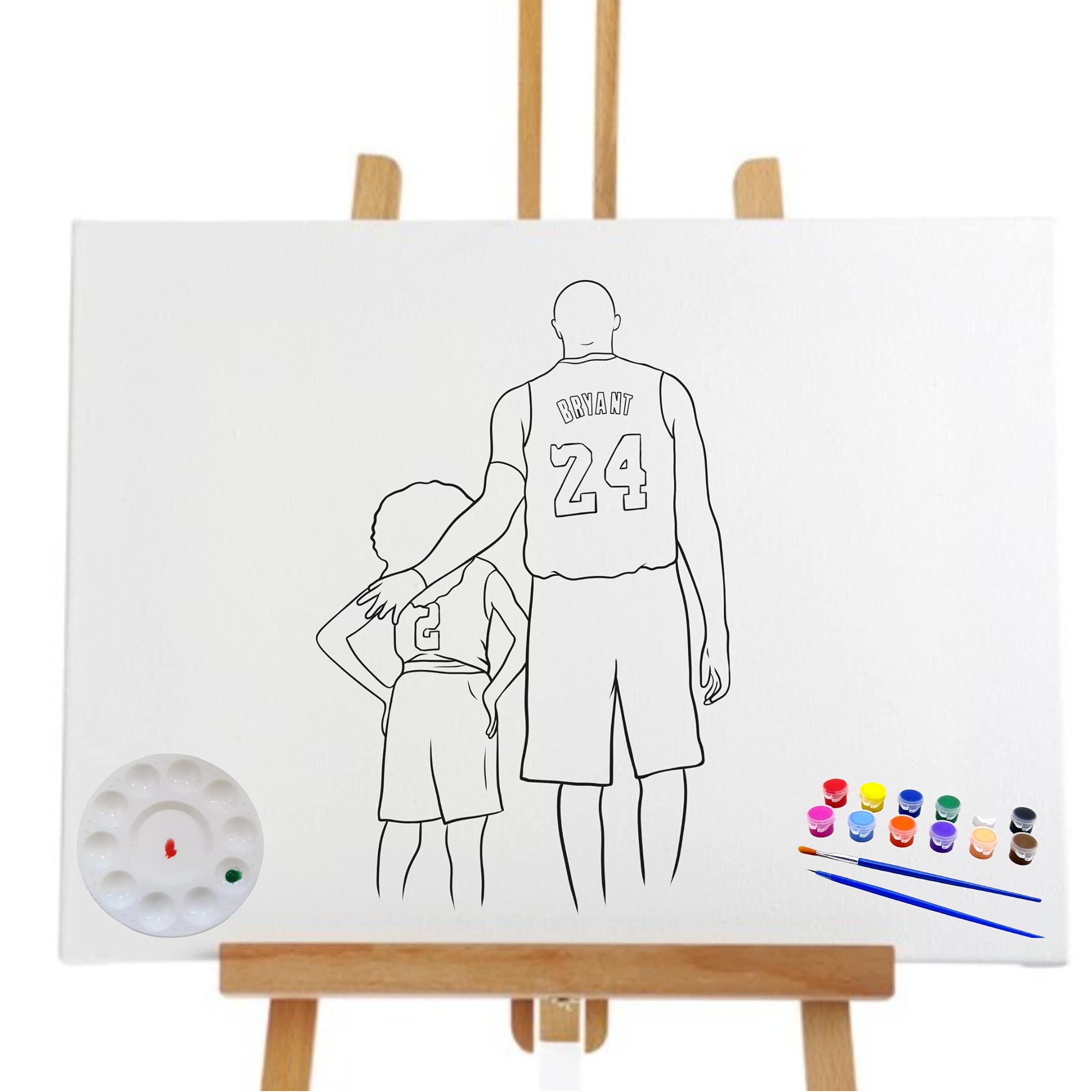 Pre Drawn Canvas Kobe Tribute Paint Kit | Adult & Teen Sip and Paint Party Favor | DIY Birthday Paint Kit ((S 8x10 CANVAS ONLY))