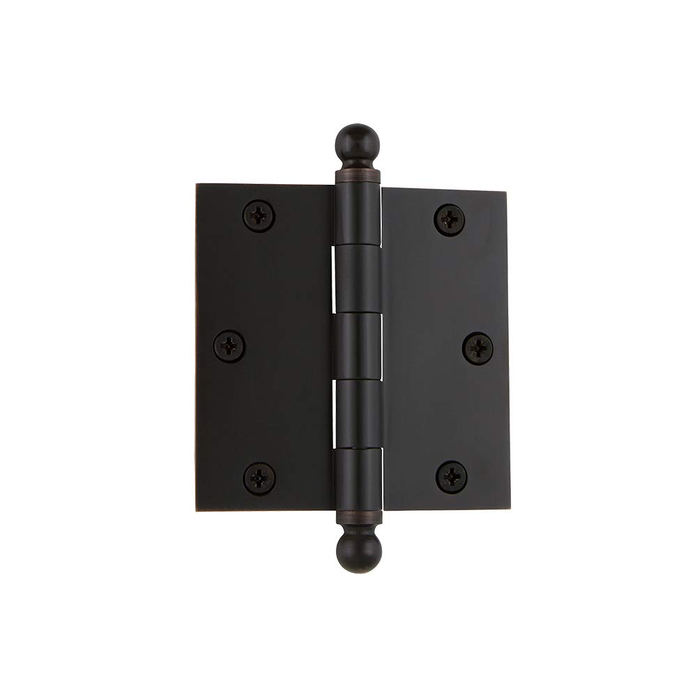 Prime-Line E 2495 Mortise Keyed Lock Set with Knob, Classic Bronze, 3.5" Ball Tips Residential Square Corners Door Hinge, Ideal for Replacing Broken Antique Lock Sets