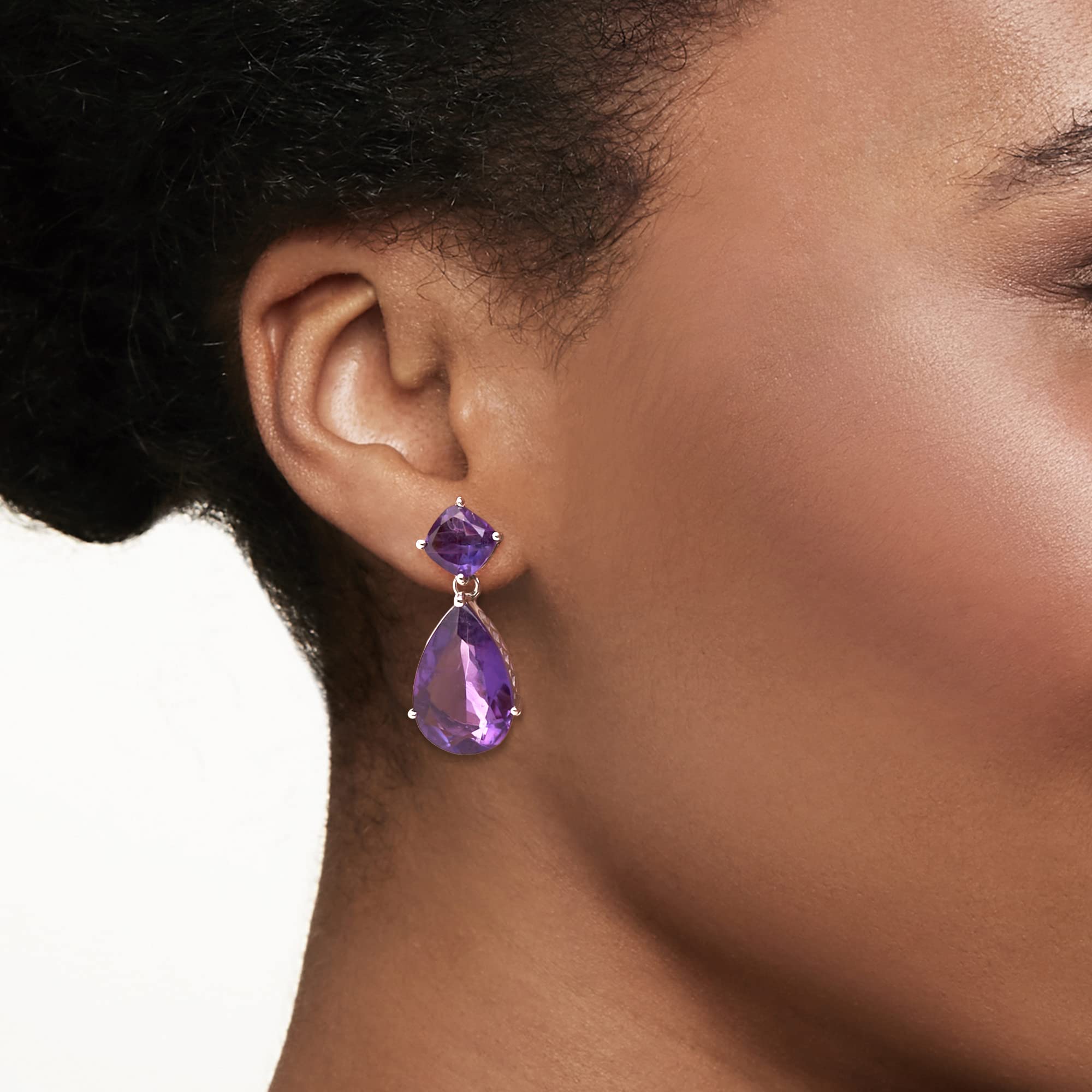 Ross-Simons 20.00 ct. t.w. Amethyst Drop Earrings in Sterling Silver