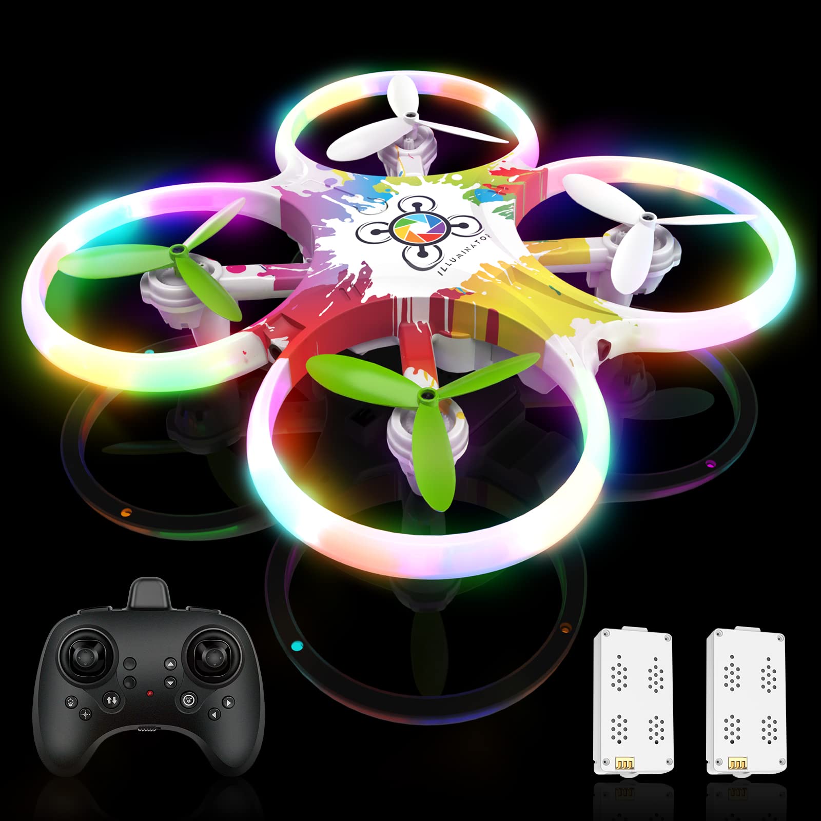 Tech rc Drone for Kids, LED Remote Control Drones Quadcopters for beginners, Headless Mode, 4-Channgel Remote Control ,3D Flips , LED Light Adjustment, 2 Drone Batteries and Gifts for Boys and Girls