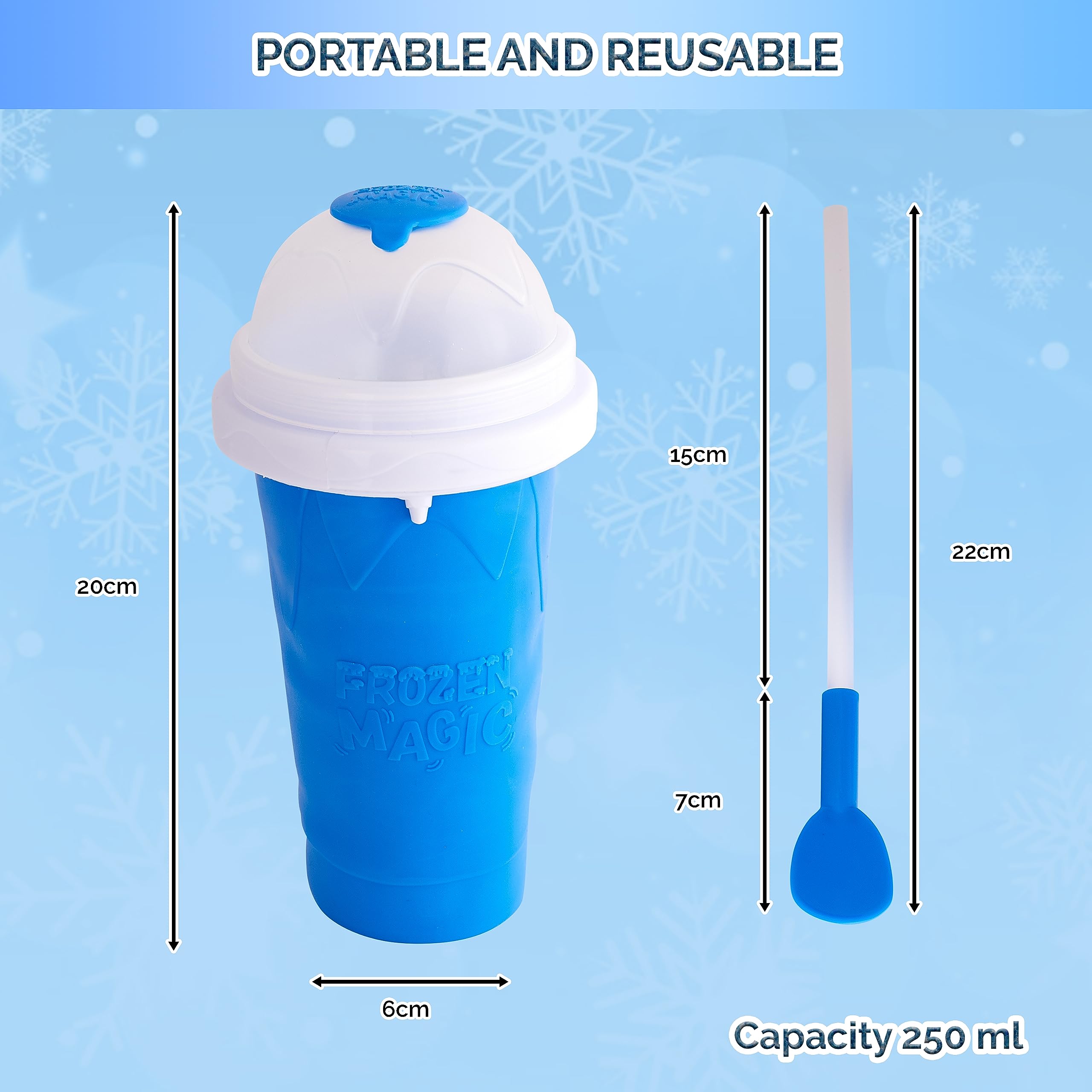 Slushie Maker Cup - Quick Frozen Magic slushy Cup, Double Layers Slushie Cup, DIY Homemade Squeeze Icy Cup, Fast Cooling Make And Serve Slushy Cup For Milk Shake, Smoothies, Slushies (Blue)
