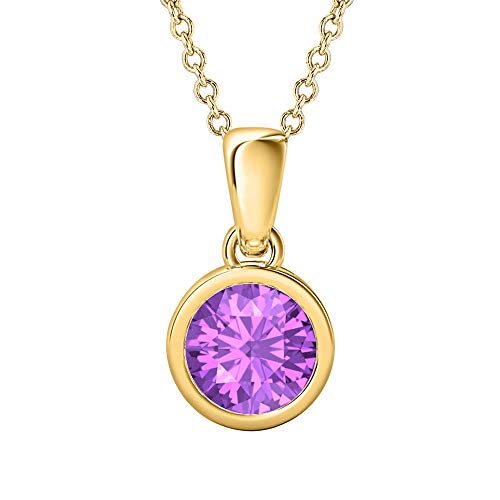 SVC-JEWELS 9mm 5.50Ctw Round Cut Created Amethyst 14k Yellow Gold Plated Bezel Set Cross Pendant for Women's