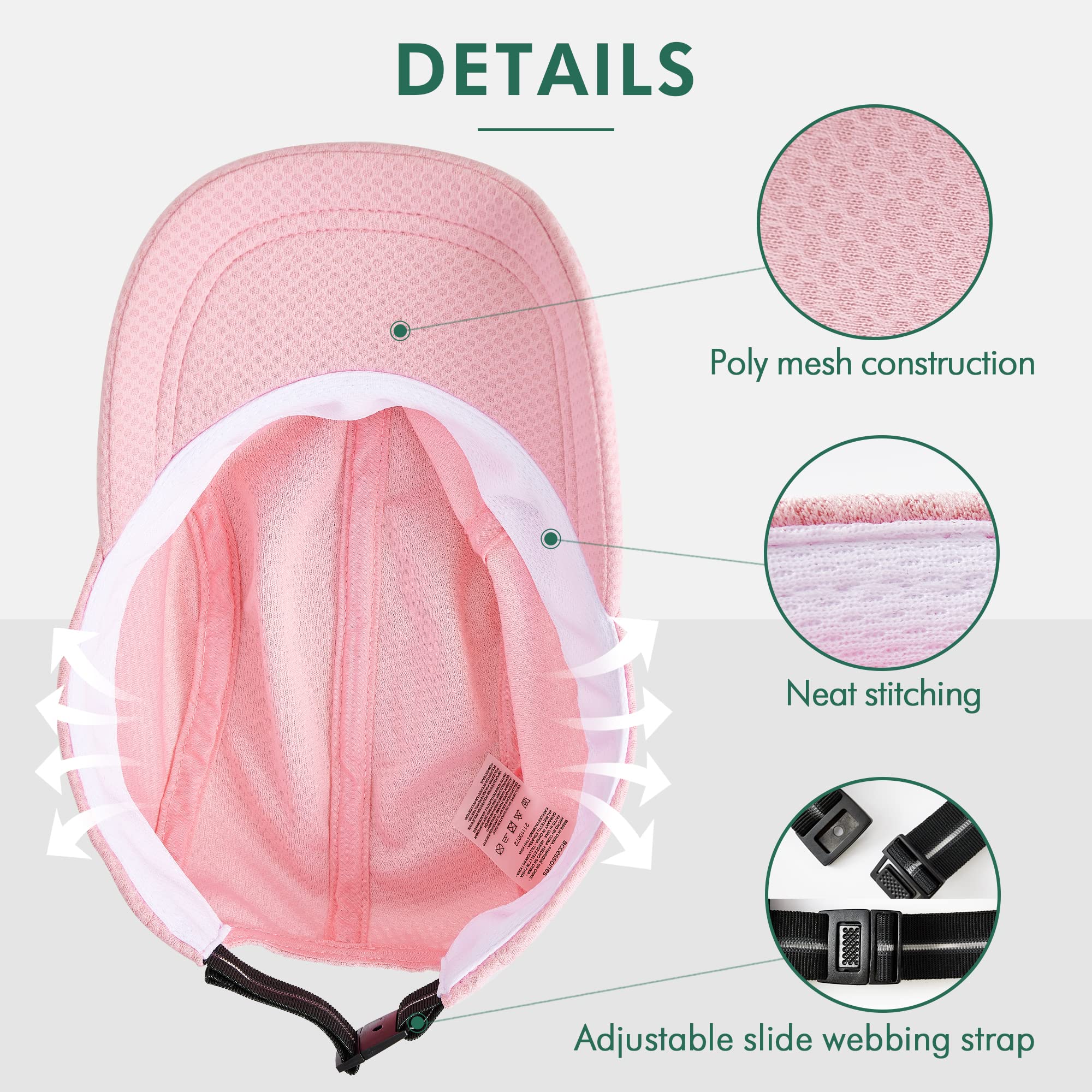 zowya Breathable Quick Drying Outdoor Sport Hat Evaporate Sweat Unstructured Running Climbing, Golf Cap for Men Women Pink