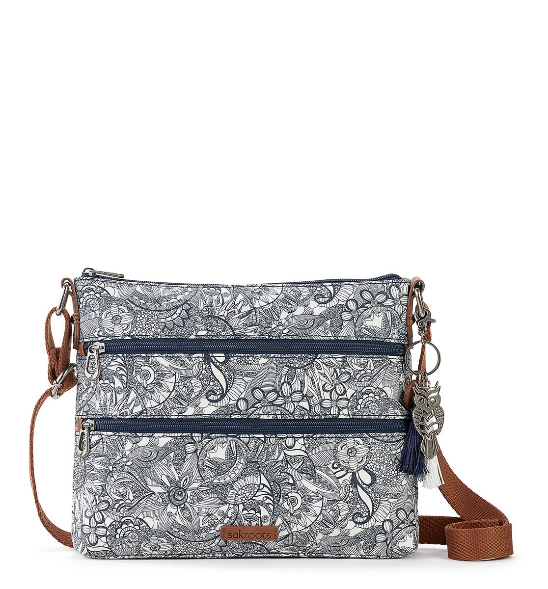 Sakroots Artist Circle Basic Crossbody Bag in Canvas, Multifunctional Purse, Navy Spirit Desert
