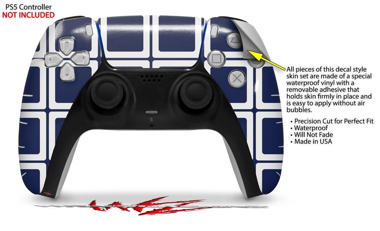 WraptorSkinz Skin Wrap compatible with Sony PS5 DualSense Controller Squared Navy Blue (CONTROLLER NOT INCLUDED)