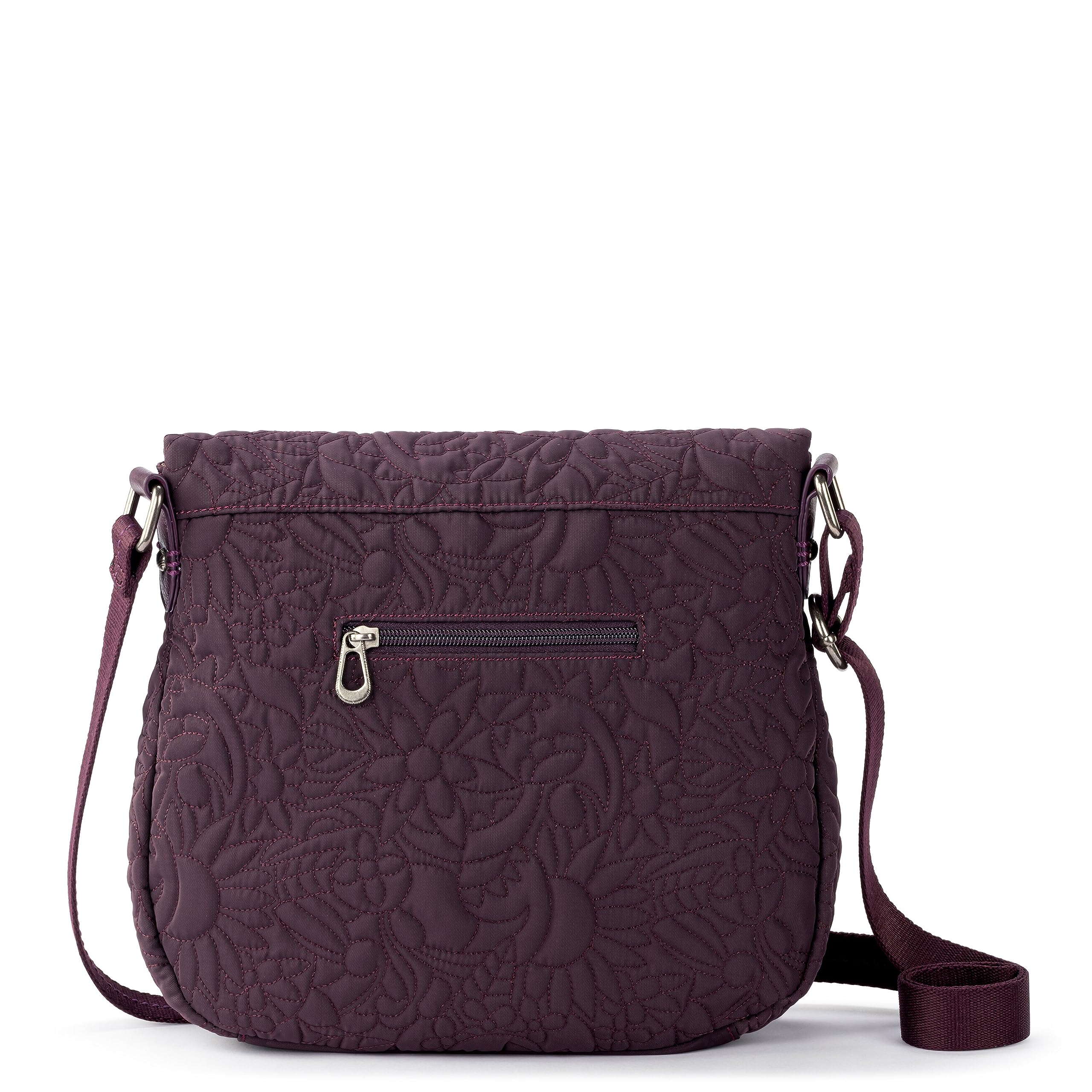 Sakroots Foldover Crossbody Bag in Eco-Twill with Adjustable Strap, Aubergine Spirit Desert Quilted