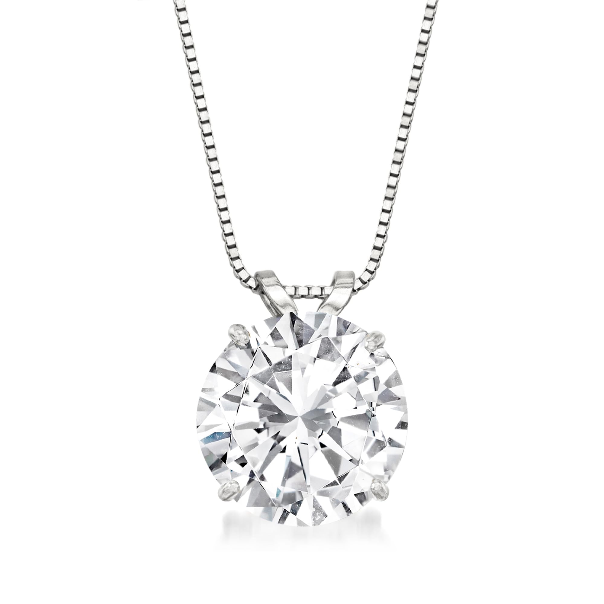 Ross-Simons 4.00 Carat CZ Solitaire Necklace in 14kt White Gold. 18 inches