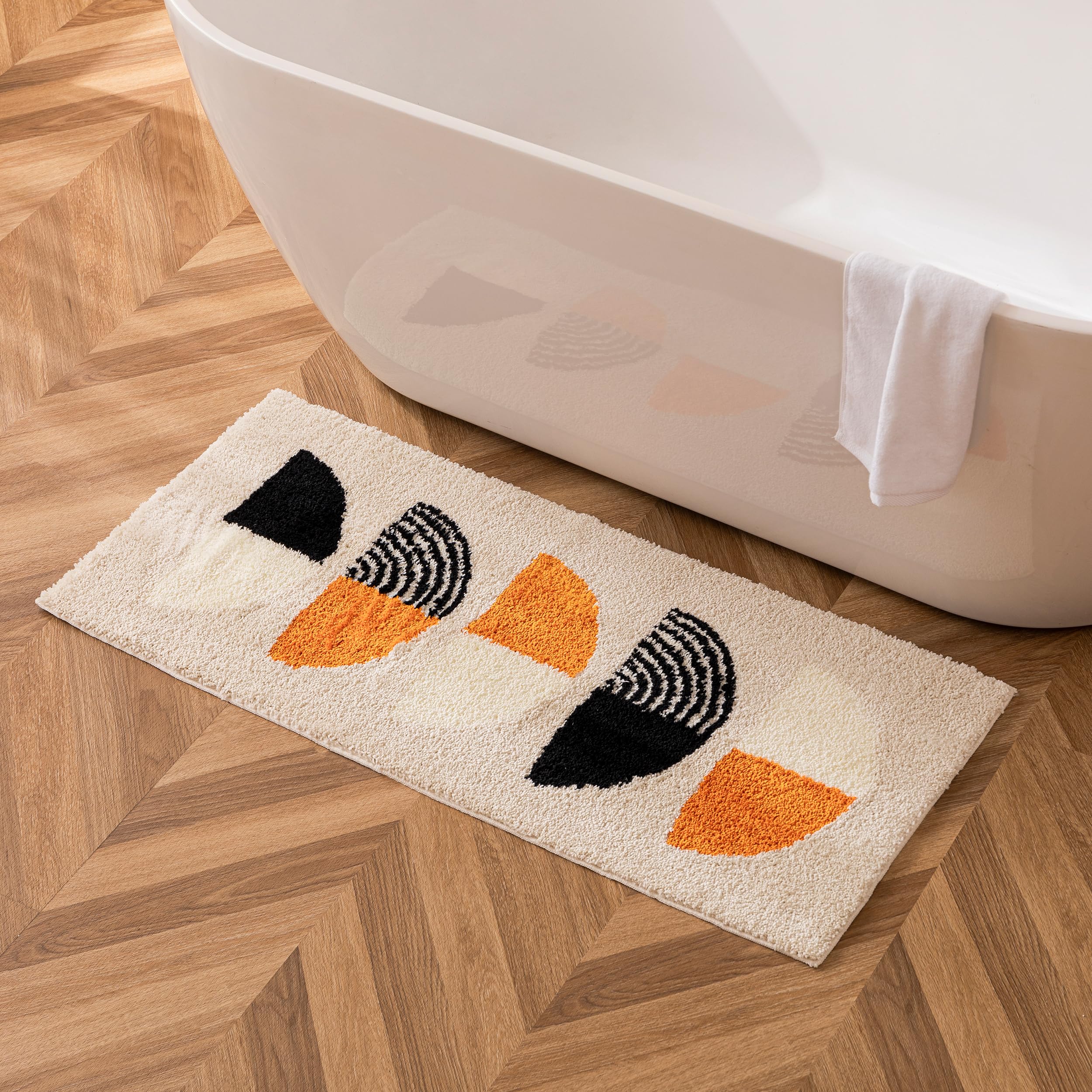 UBTKEY Boho Bathroom Rug Runner 20" x 32", Non Slip Washable Bohemian Bath Mat Water Absorbent Boho Shower Rug for Tub, Shower, Bathroom, Bedside (20" x 32")