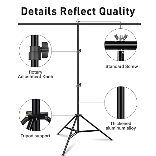 White Screen Backdrop with Stand 5x6.5ft, Foccalli Photography Backdrop Stand with Chromakey Muslin Background, 5 Backdrop Clips and Sandbag for Streaming Gaming Photoshoot