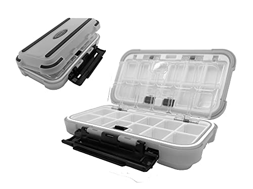 Waterproof Portable Tackle Box Organizer for Vest Small Case Mini Utility Lures Box Kayak fishing Containers For BASS Lures Jewelry Bead for Vest (Gray, MEDIUM)