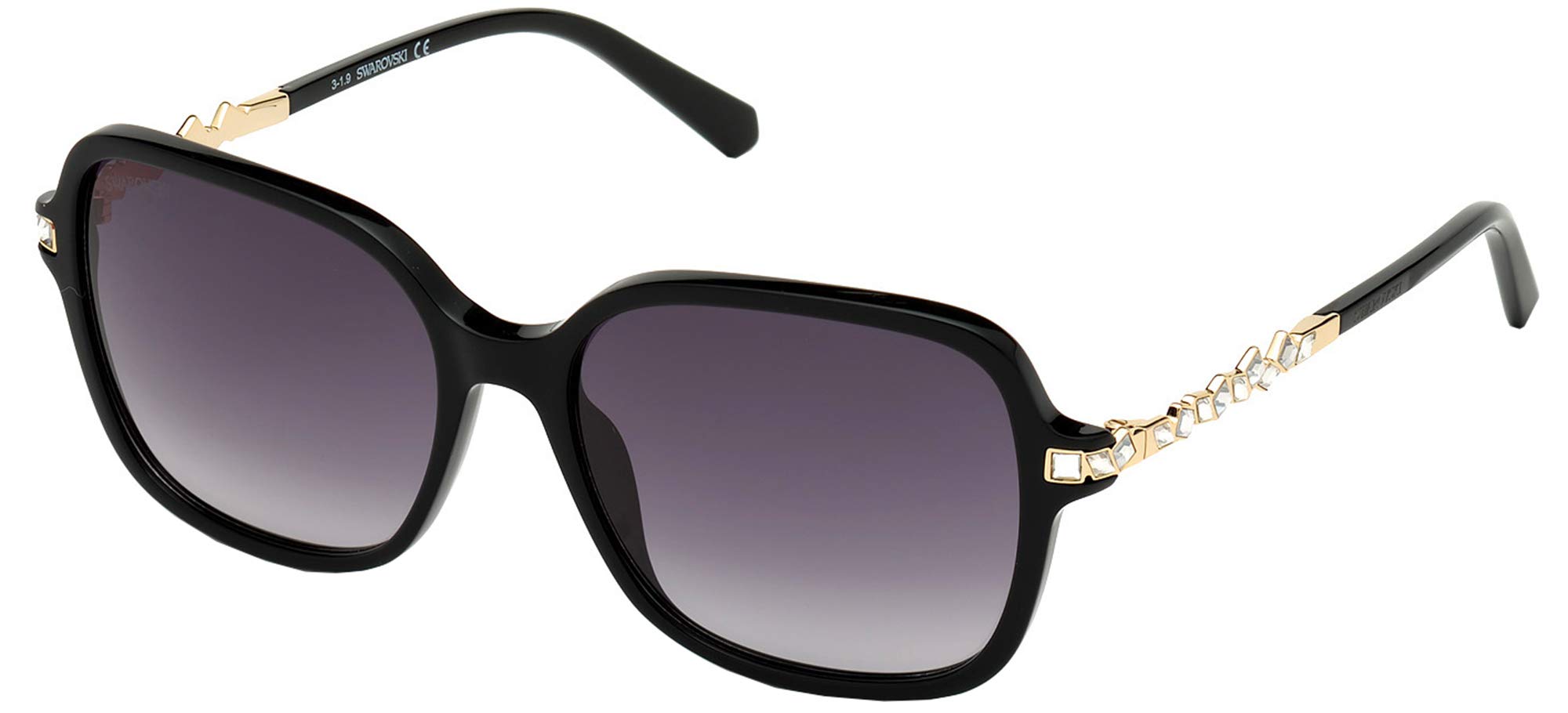 Swarovski sunglasses (SK-0265-S 01B) Shiny Black - Gold - Grey Gradient lenses