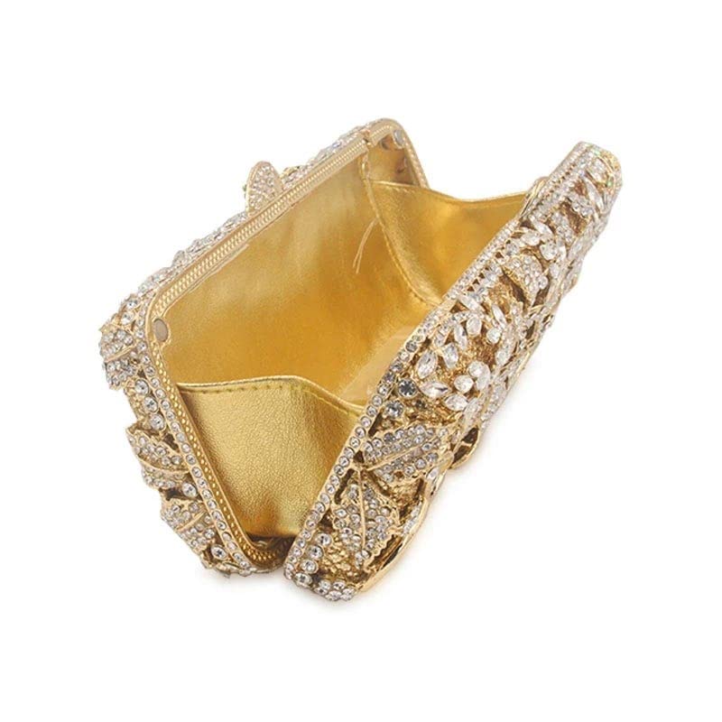 ZHUHW Crystal Flower Metallic Shoudler Bags Lady Wallet Shoulder Chains Dinner Party Evening Clutch Bags