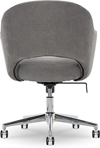 Serta Valetta Office Desk Memory Foam Padding, Midcentury Modern Style, Chrome-Finished Stainless-Steel Base, Home Chair, Gray