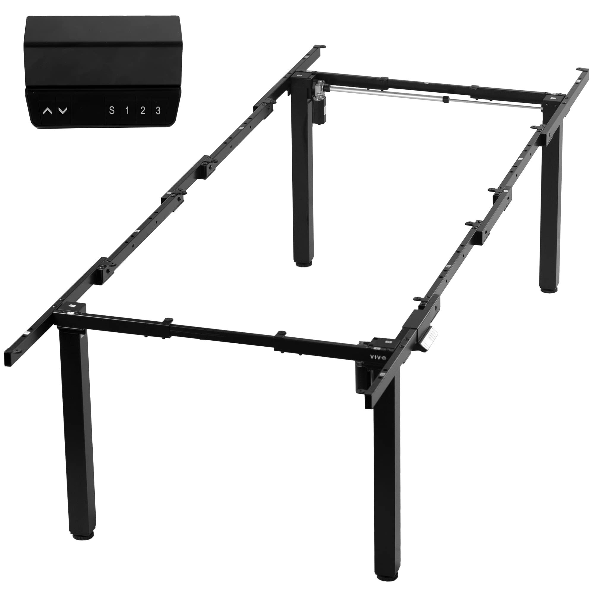 VIVO 4-Leg Dual Motor Electric Stand Up Desk Frame for Height Adjustable Workstation, Frame Only, Memory Control, Holds Extra Large Table Tops up to 130 x 60 inches and 352 lbs, Black, DESK-E-400B