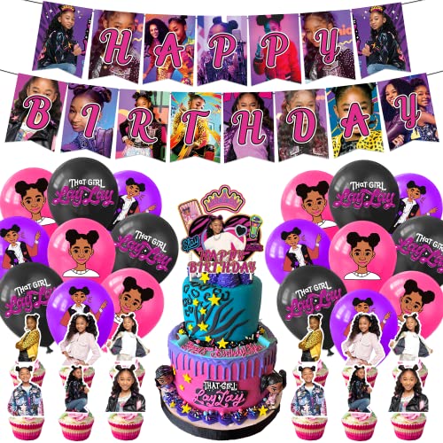 That Girl Lay Lay Birthday Party Decoration, Include Girl Theme Birthday Banner, Cake Topper, Latex Balloons, for That Girl Lay Lay Theme Fans, Kids Birthday Party Supplies, Baby Shower