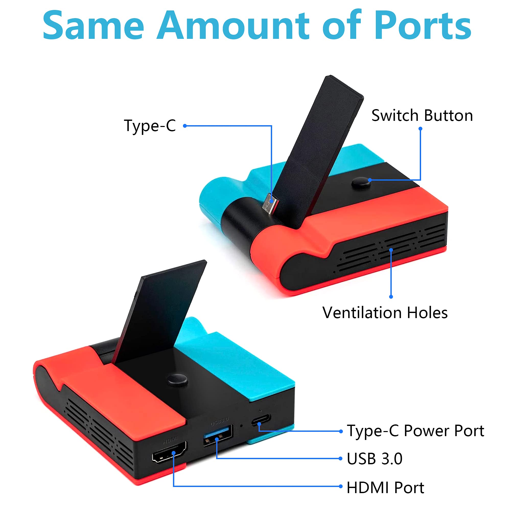 Volantech Switch Dock for Nintendo Switch, TV Docking Station Switch Dock Replacement Foldable TV Dock Station Portable with 4K HDMI TV Adapter and USB 3.0 Port
