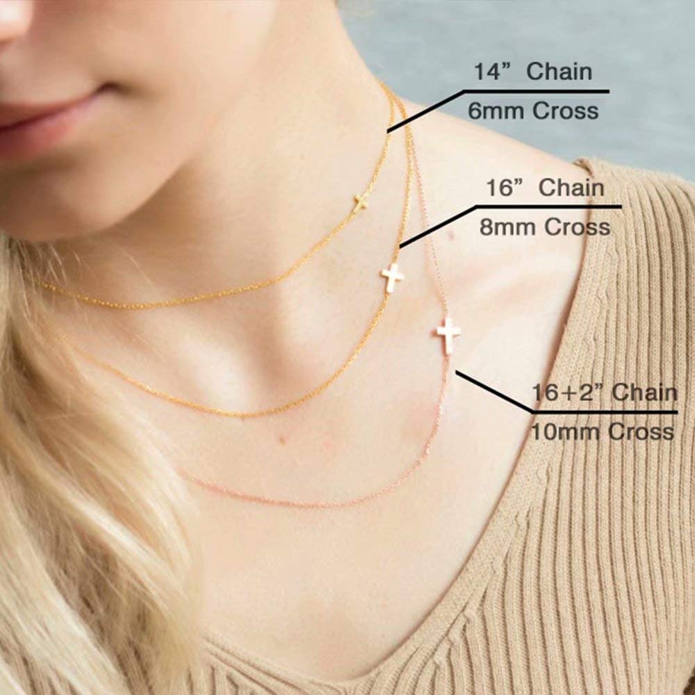 Turandoss Cross Pendant Necklaces for Women Pendant Chain 14 Inch Gold