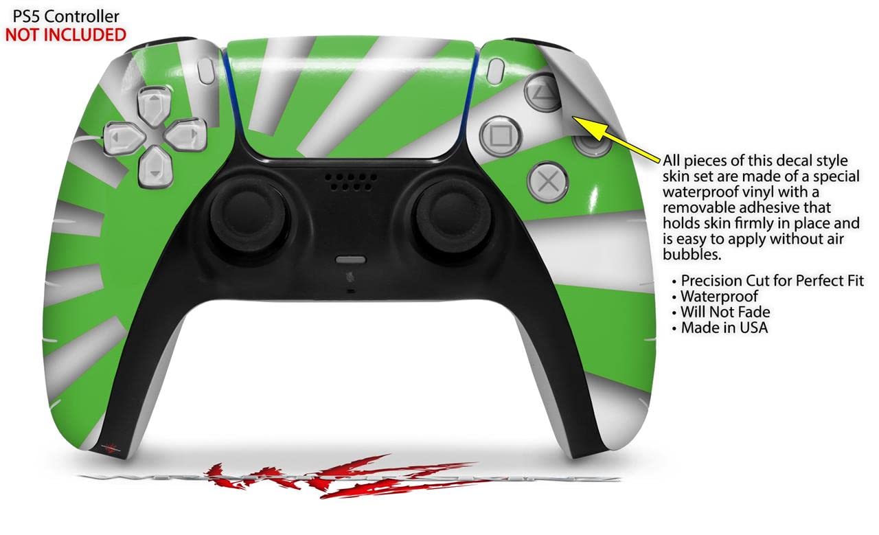 WraptorSkinz Skin Wrap compatible with Sony PS5 DualSense Controller Rising Sun Japanese Flag Green (CONTROLLER NOT INCLUDED)
