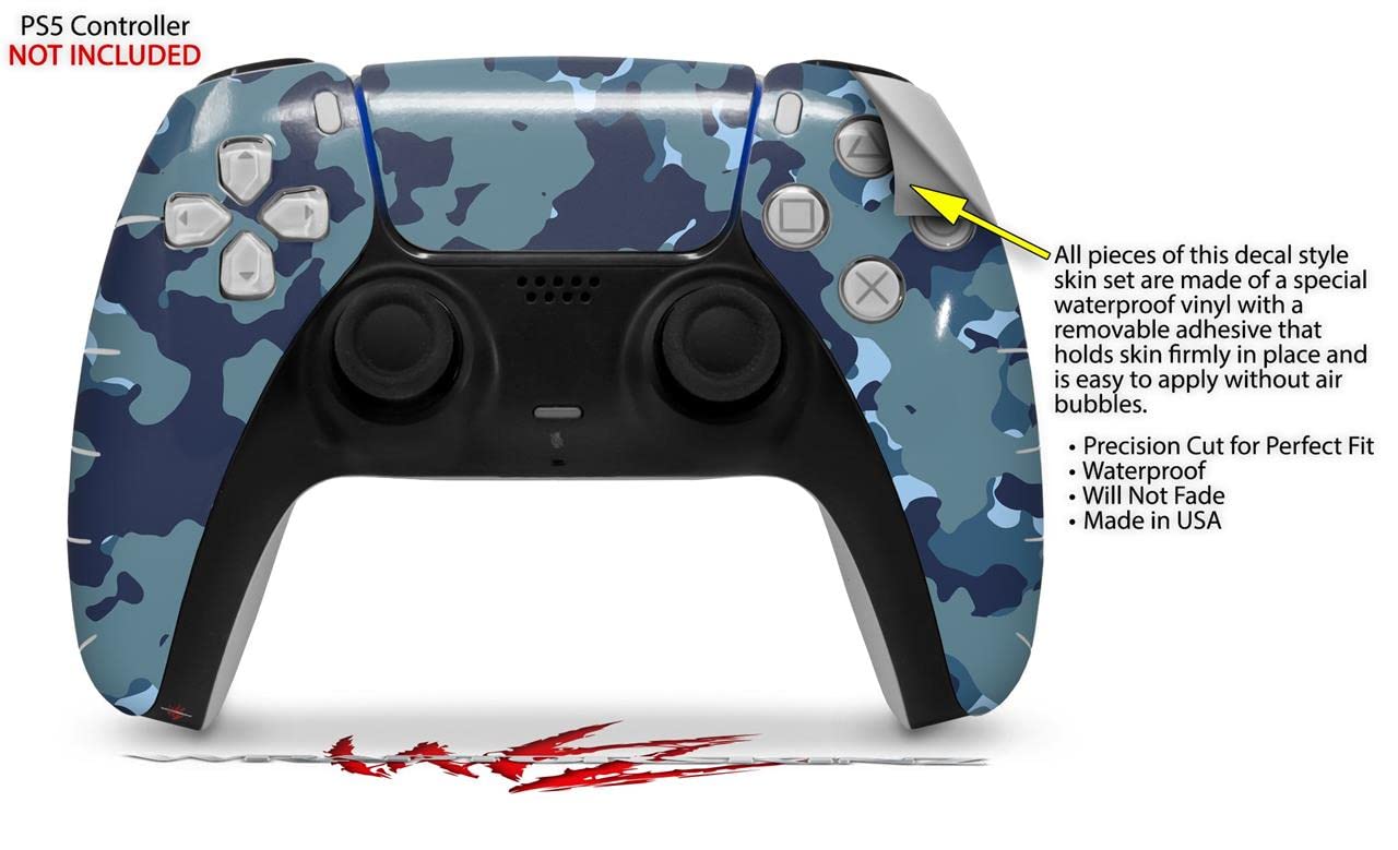WraptorSkinz Skin Wrap compatible with Sony PS5 DualSense Controller WraptorCamo Old School Camouflage Camo Navy (CONTROLLER NOT INCLUDED)