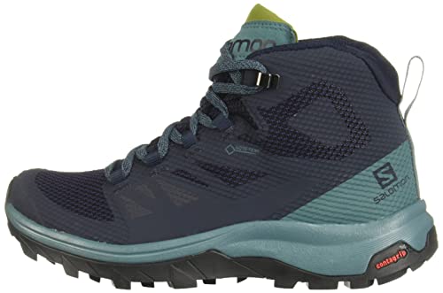 Salomon Outline Mid Gore-TEX Hiking Boots for Women, Navy Blazer/Hydro/Guacamole, 7.5