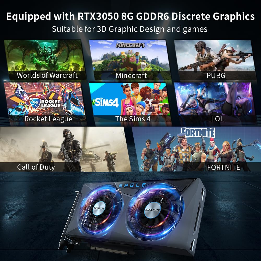 Thdeukoty Mini Desktop PC i9-9900KF Windows 11 Pro, Gaming Computer GeForce RTX3050 8G, 32G DDR4 RAM 128G NVME SSD 1T HDD, 8K, HDMI*2, DP*2 Four Display, WiFi6 Bluetooth 5.1 for Gaming/Design
