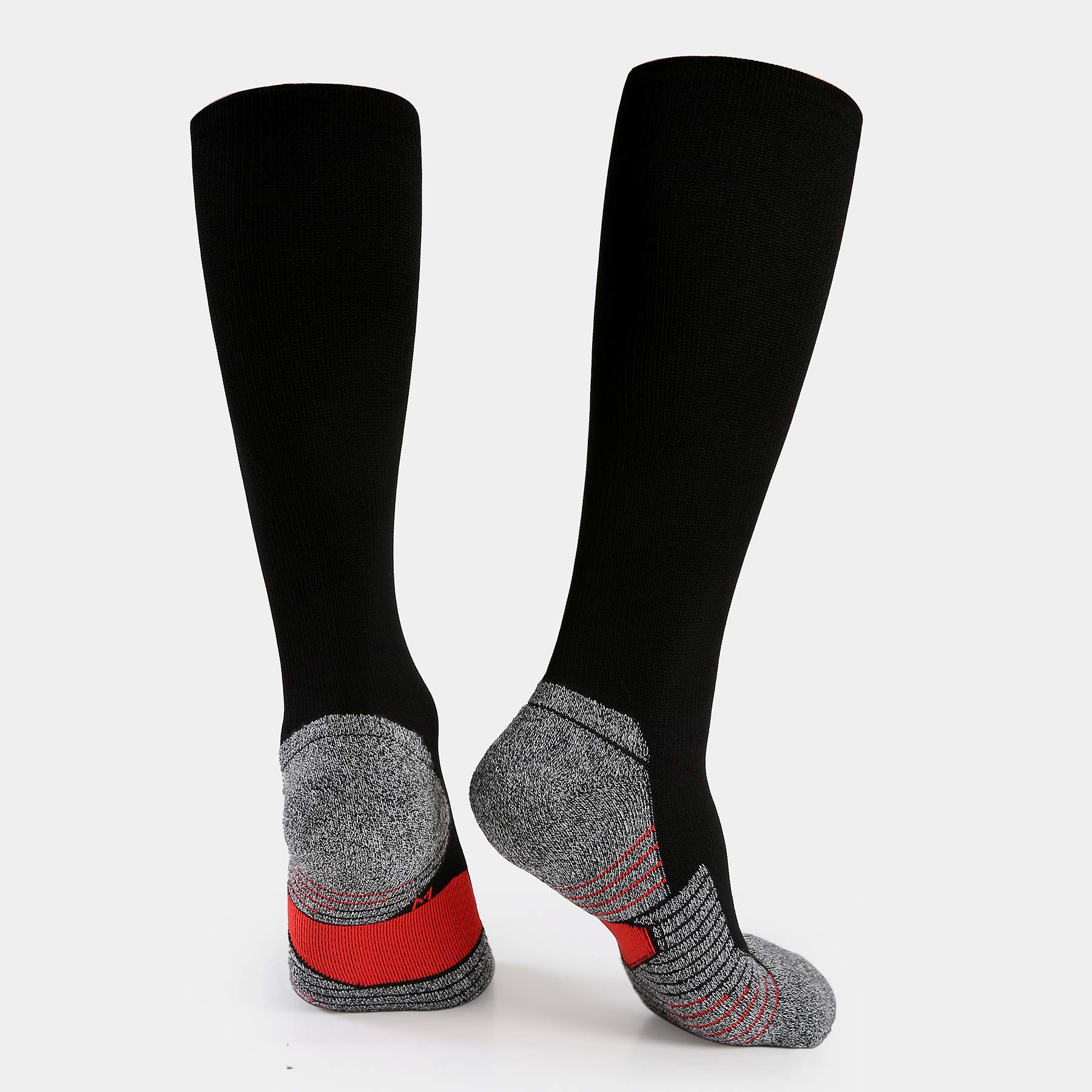 WANDER 6 Pairs Men's Athletic Run Cushion Over-the-Calf Tube Socks(2Green+2Red+2Yellow,size:9-12)