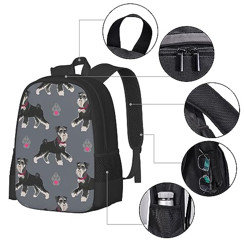 TuoniLaoShi Cute Dog Of Schnauzer Animal Pattern Backpack,Large Capacity Travel Backpack,Laptop Backpack,Water Resistant backpack for Women Men