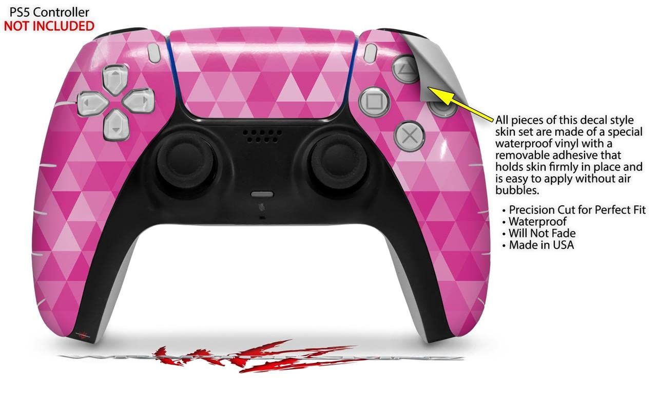 WraptorSkinz Skin Wrap compatible with Sony PS5 DualSense Controller Triangle Mosaic Fuchsia (CONTROLLER NOT INCLUDED)