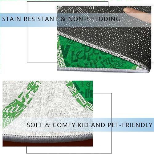 Round Chair Mat for Hard Floors Happy St. Patricks Day Office Rugs for Rolling Chairs Green Desk Chair Mats for Home Office Floor Carpets 4 FT