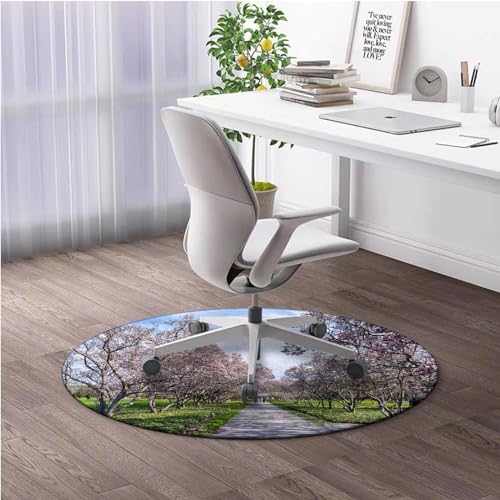 Round Chair Mat for Hard Floors Garden Path Heavy Duty Floor Protector Purple Anti-Slip Desk Mat Floor Mat for Office Chair 2 FT