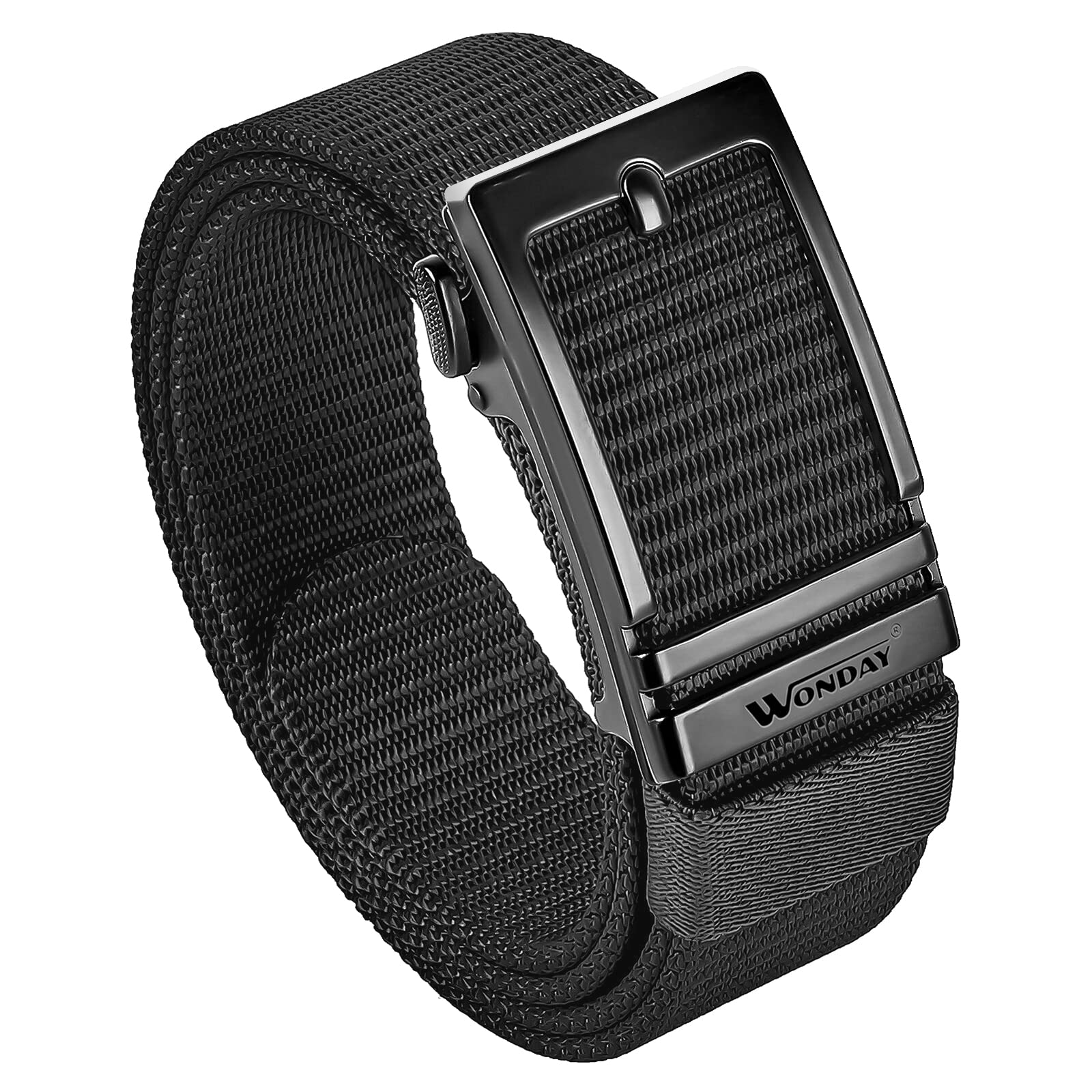 WONDAY Men's Nylon Ratchet Belt, Adjustable Golf Web Casual Durable Jeans Belt With Automatic Slide Buckle