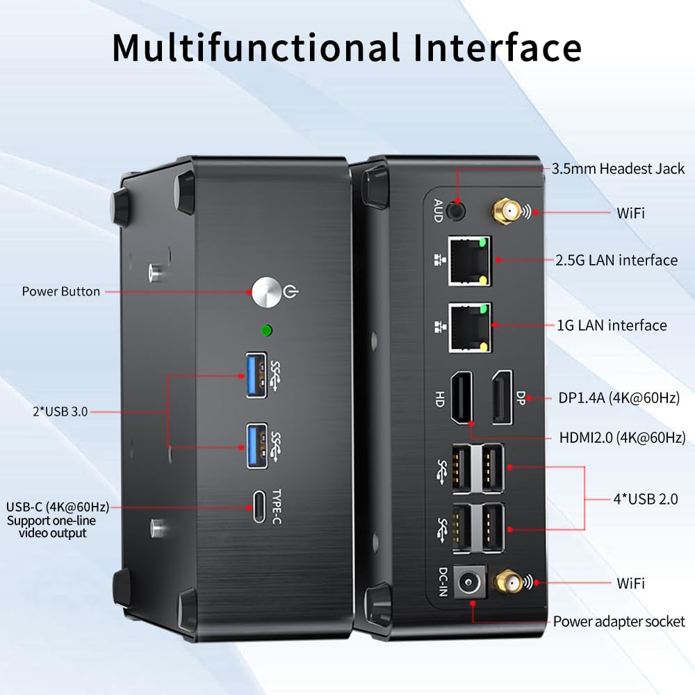 Thdeukoty Mini PC AMD Ryzen 9 5900HX Windows 11 Pro, Desktop Computer 16G DDR4 RAM 256G NVME SSD, USB3.0, DP/HDMI/Type-C 4K@60Hz Triple Display, 2.5G+1G LAN, WiFi 6 Bluetooth 5.2