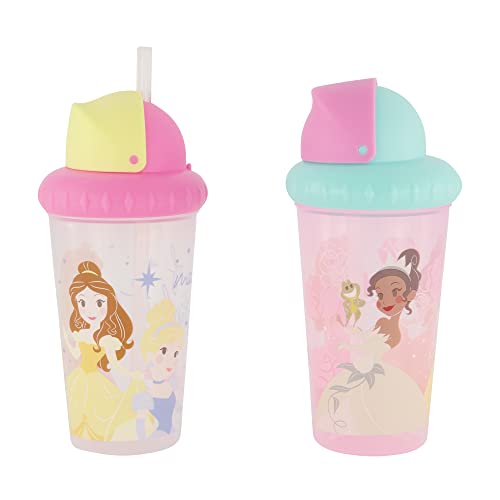 Toddler Sippy Cups for Boys and Girls | 10 Ounce Disney Sippy Cup Pack of Two with Straw and Lid | Durable Blue Leak Proof Travel Water Bottle for Toddlers