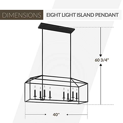 Sea Gull Lighting 6615008-839 Perryton Eight Light Island Pendant Hanging Modern Light Fixture, Blacksmith Finish