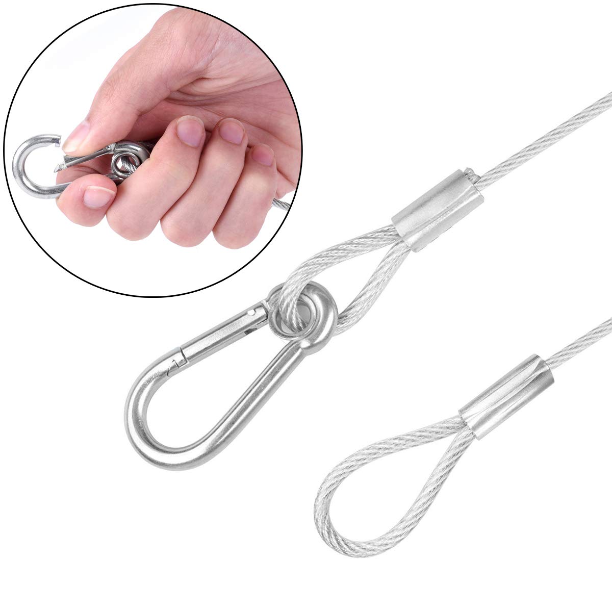 SMTUNG 31.5'' Fall Prevention Safety Cables Stainless Steel Security Rope for Party Lights DJ Light Stage Lighting 110lb Load Capacity (3pcs 0.12in 3mm)