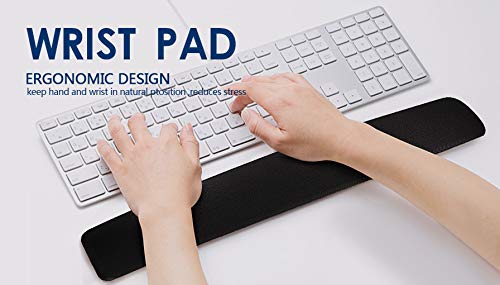 Silicone Keyboard Wrist Rest Pad- Non-Slip Durable & Comfortable for Easy Typing & Pain Relief, Gel Wrist Rest for Keyboard, Strong Grip Designed for Office & Home Use Black 15.7x2.5 in