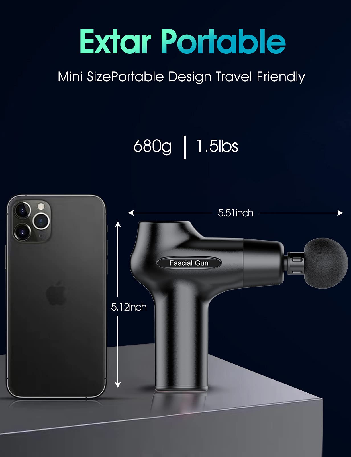 XTZ Massage Gun, Mini Massager Percussion Massager deep Muscle Massager for Pain Relief with 4 Professional Heads and 4 Adjustable Speed Handheld Electric Body Massager for Back