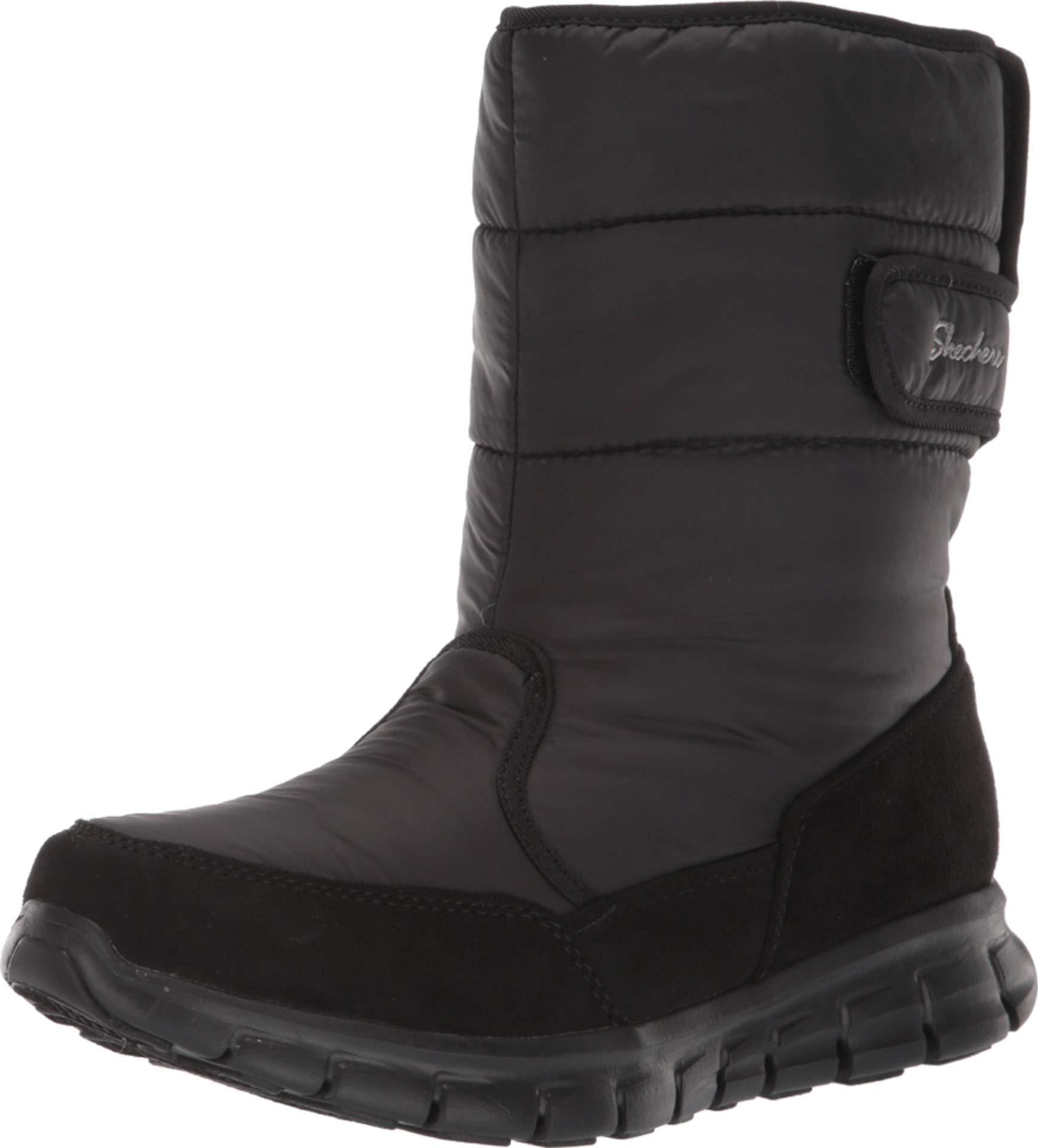 Skechers Women's Synergy-Mid Quilted Nylon and Microfiber Boot Snow, Black/Black, 9 M US